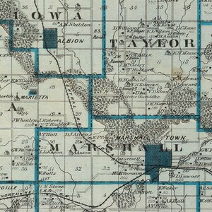 1875 Map of Marshall County Iowa - Etsy