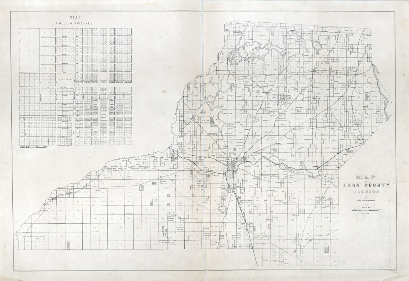 1883 Map of Leon County Florida Tallahassee | Etsy