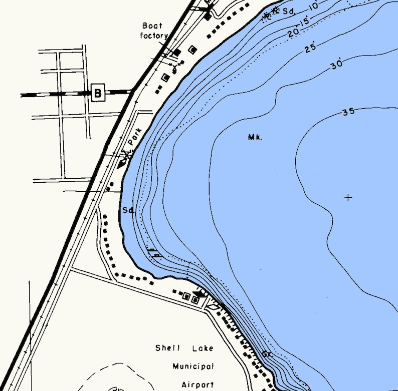 1965 Map of Shell Lake Washburn County Wisconsin - Etsy
