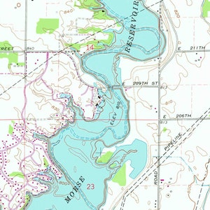 1981 Map of Morse Reservoir Indiana - Etsy