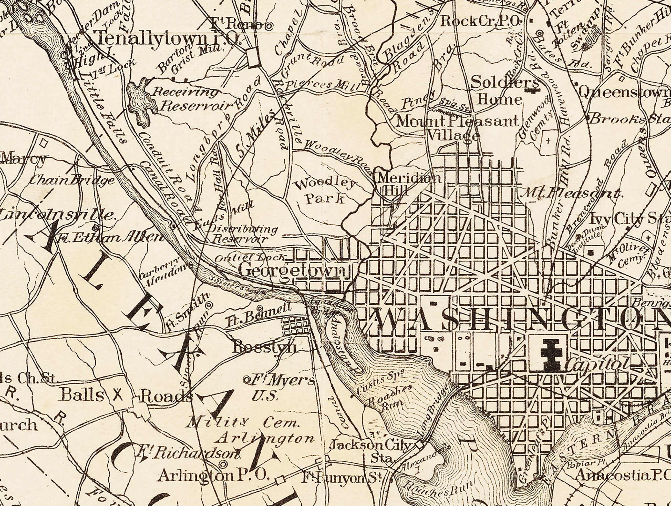 1882 Map of Washington DC and Vicinity Fairfax County Prince George ...