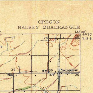 1912 Topo Map of Halsey Oregon - Etsy
