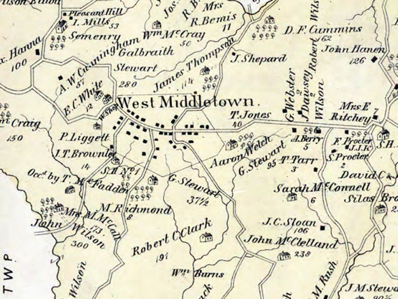1876 Map of Hopewell Township Washington County Pennsylvania - Etsy