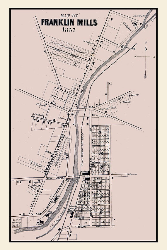 1857 Town Map of Franklin Mills Portage County Ohio - Etsy