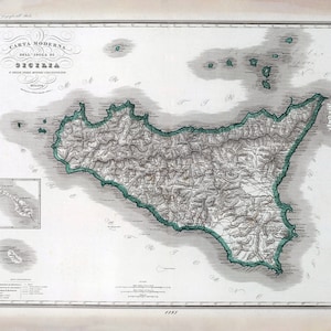 1895 Map of Sicily Italy - Etsy