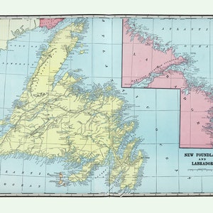 1901 Map of Newfoundland and Labrador Canada - Etsy