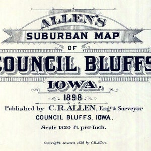 1898 Map Of Council Bluffs Iowa Etsy