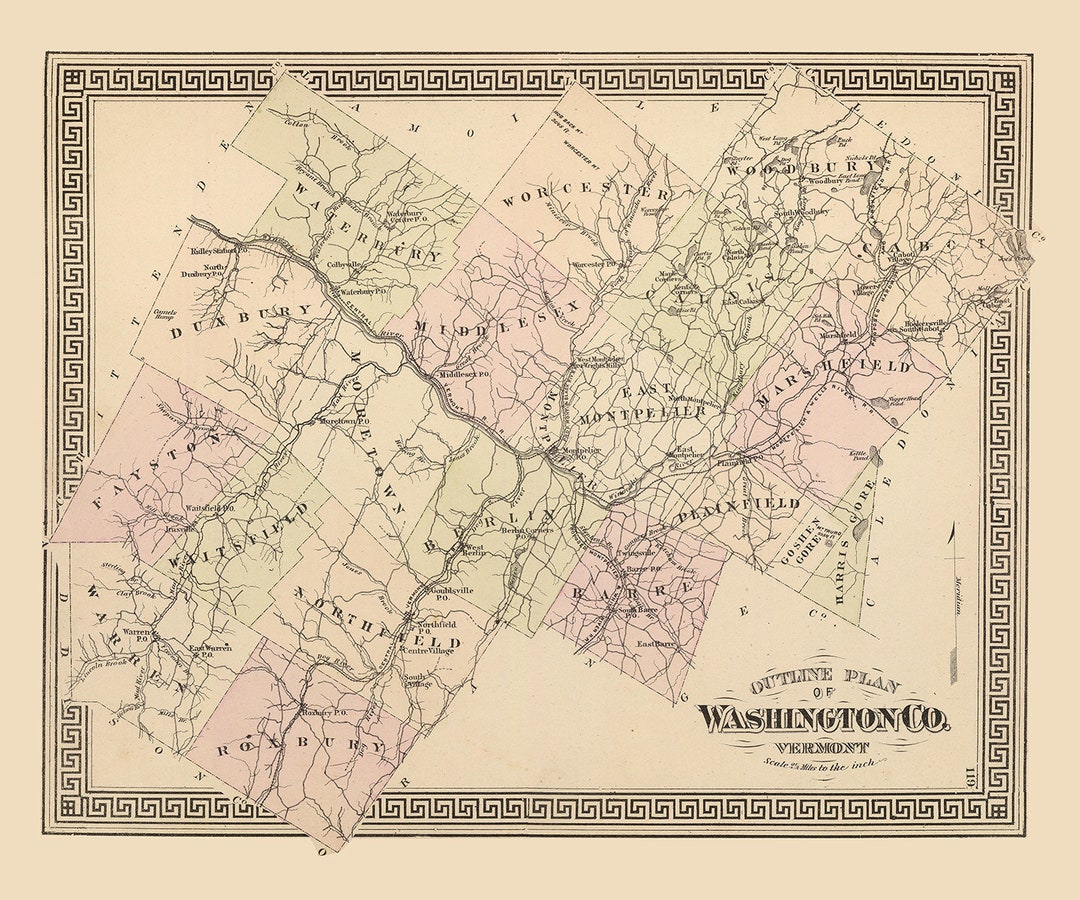 1876 Map of Washington County Vermont - Etsy