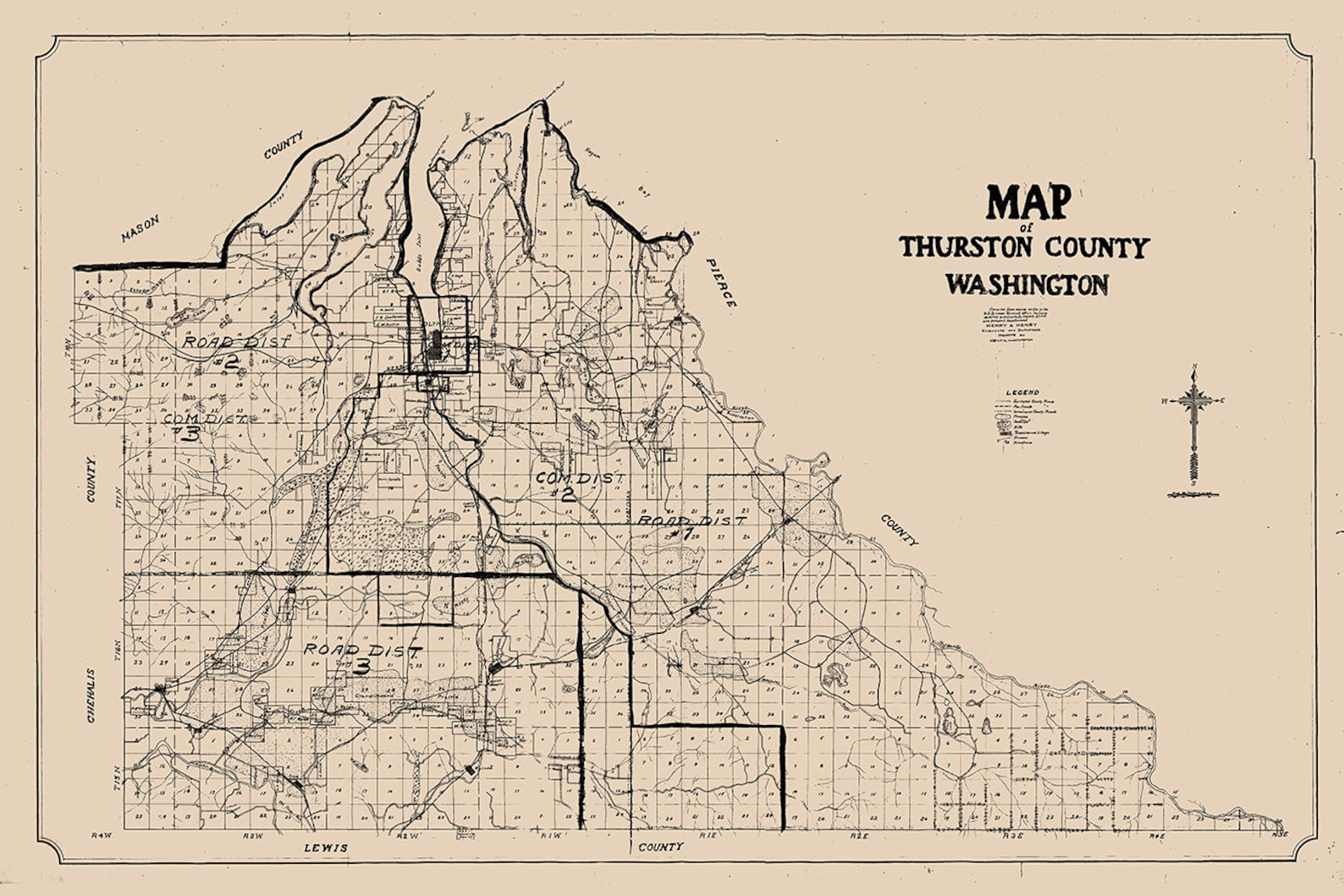 1890 Map of Thurston County Washington - Etsy