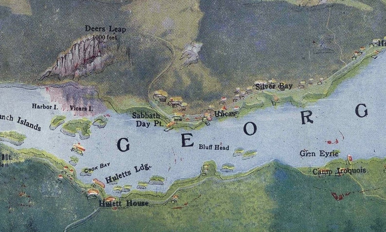 1918 Panoramic Map of Lake George New York - Etsy