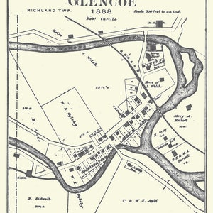 1888 Town Map of Glencoe Belmont County Ohio - Etsy