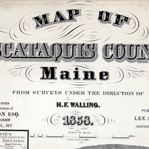 1858 Map of Piscataquis County Maine - Etsy