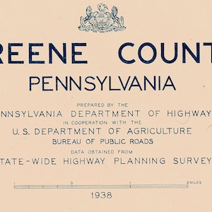 1938 Farm House Map of Greene County Pennsylvania Carmichaels ...