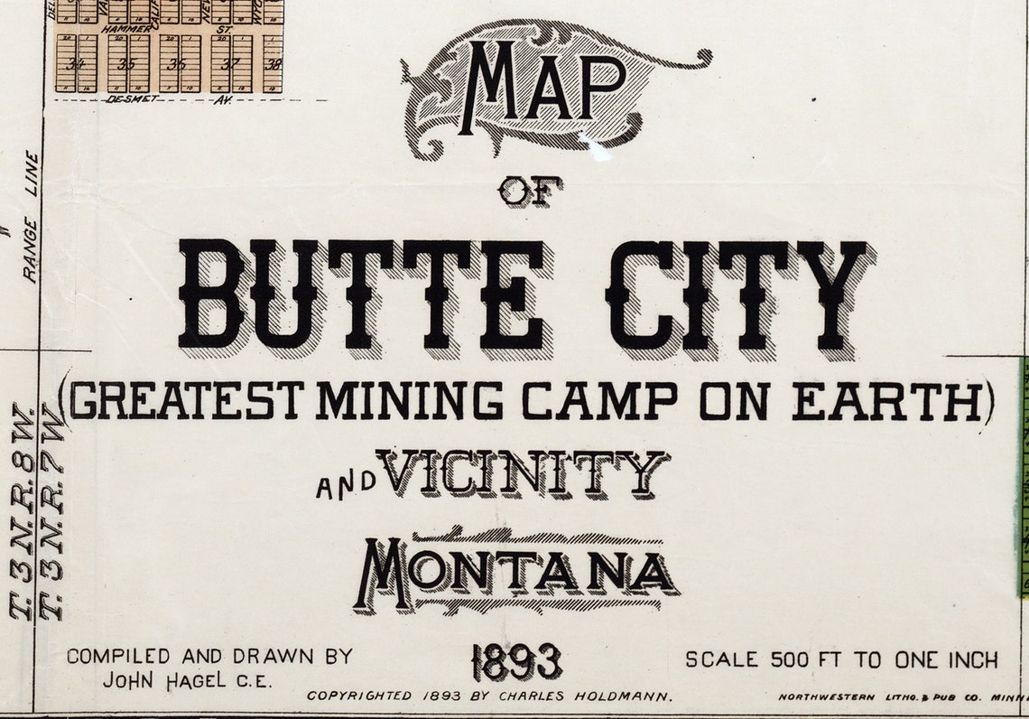 1893 Map of Butte City Montana - Etsy