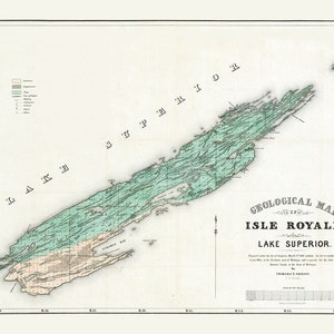 1847 Map of Isle Royale Lake Superior - Etsy