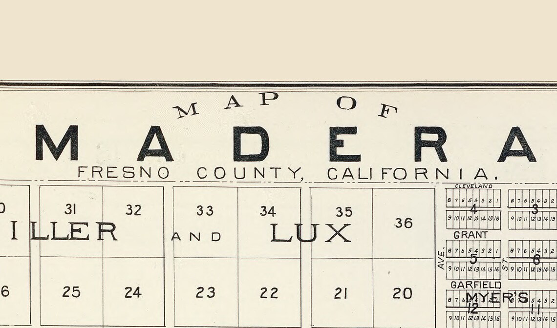 1891 Map of Madera Fresno County California - Etsy