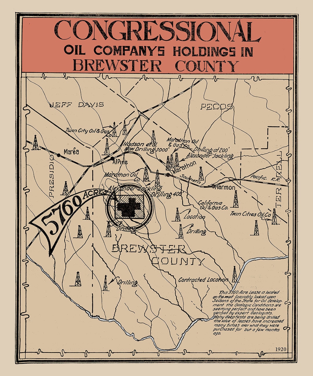 1920 Oil Field Map of Brewster County Texas - Etsy