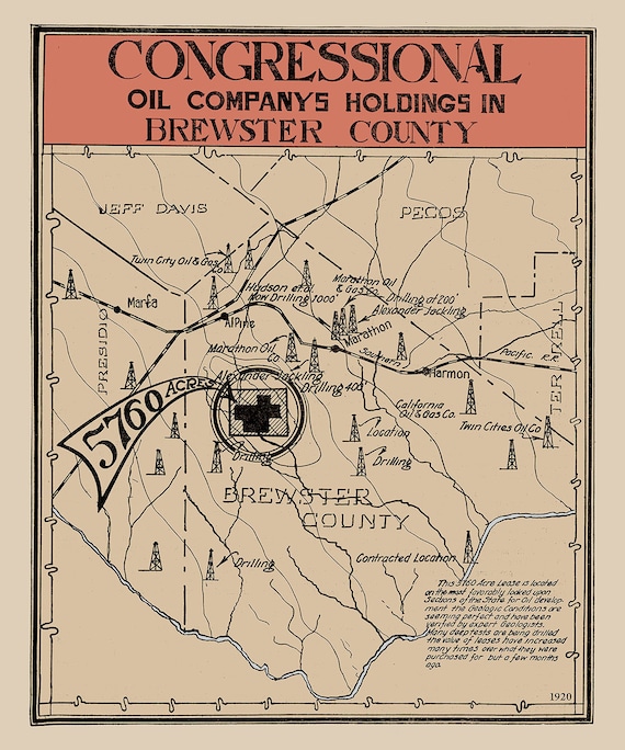 1920 Oil Field Map of Brewster County Texas - Etsy