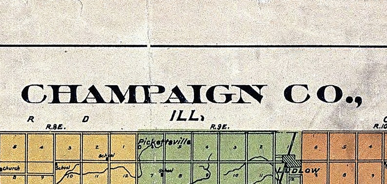 1909 Map of Champaign County Illinois - Etsy