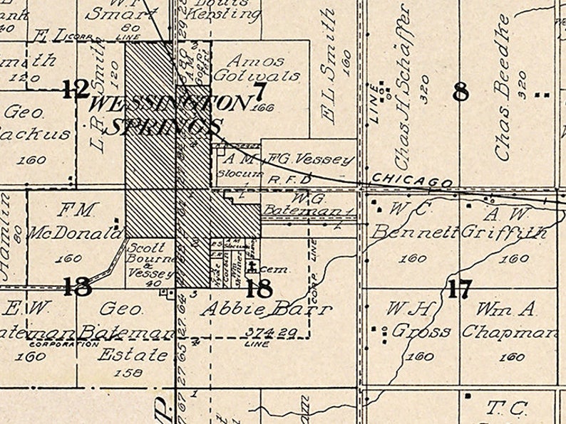 1909 Map of Wessington Springs Township Jerauld County South - Etsy