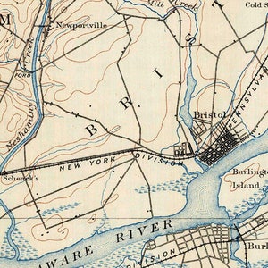 1890 Topo Map of Burlington PA Quadrangle Bucks County - Etsy