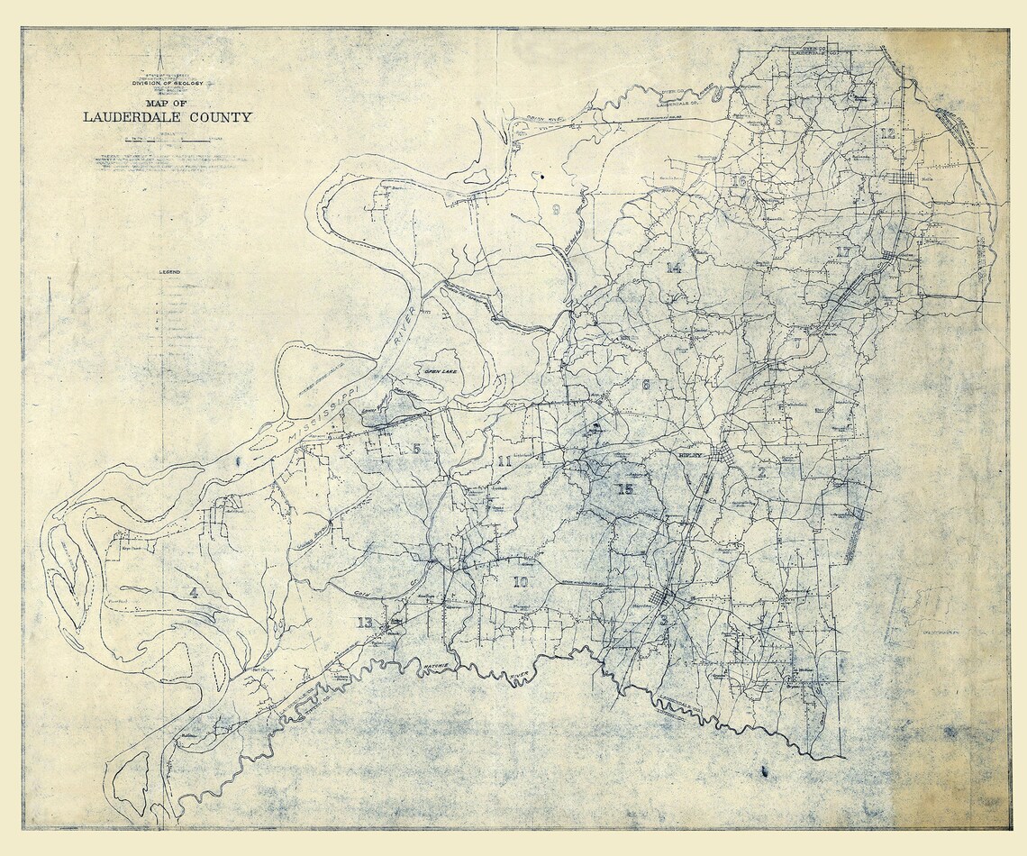 1930 Map of Lauderdale County Tennessee - Etsy