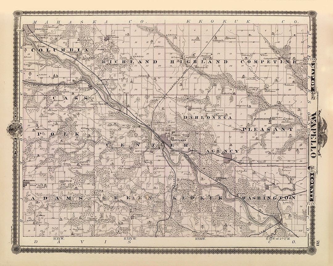1875 Map of Wapello County Iowa - Etsy