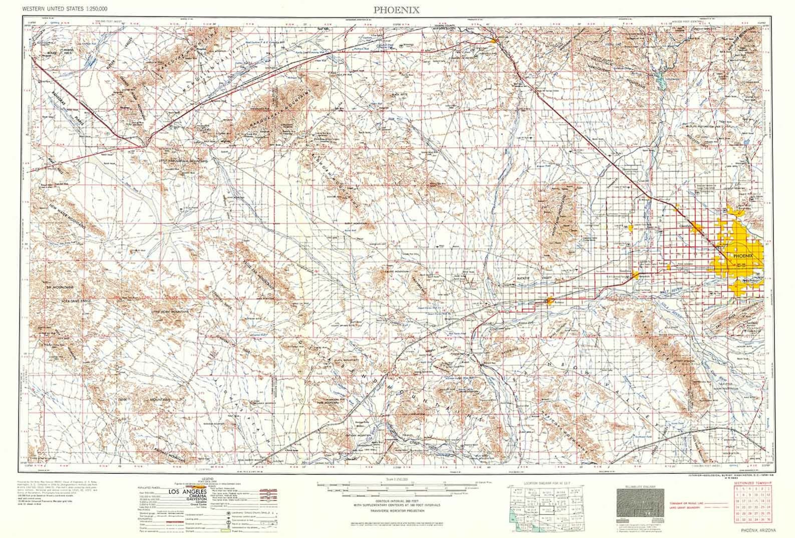 1958 Topo Map of Phoenix Arizona Gila Bend Mountains | Etsy