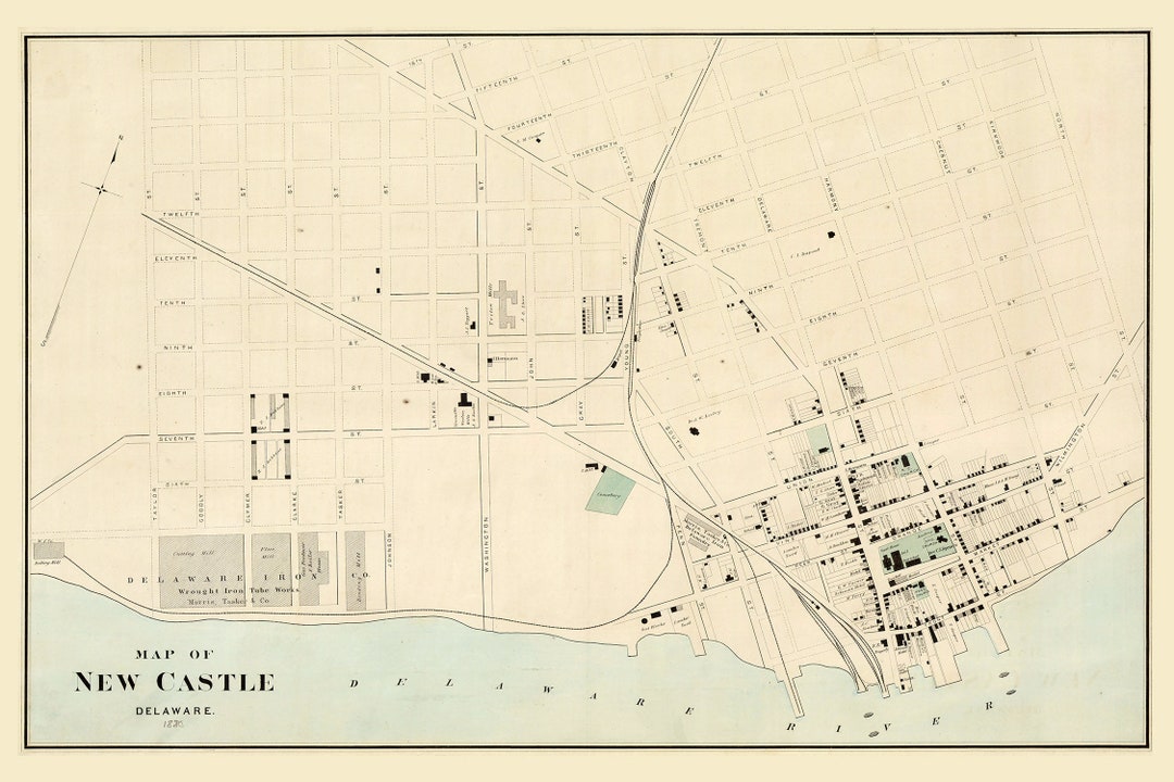 1880 Map of New Castle Delaware - Etsy