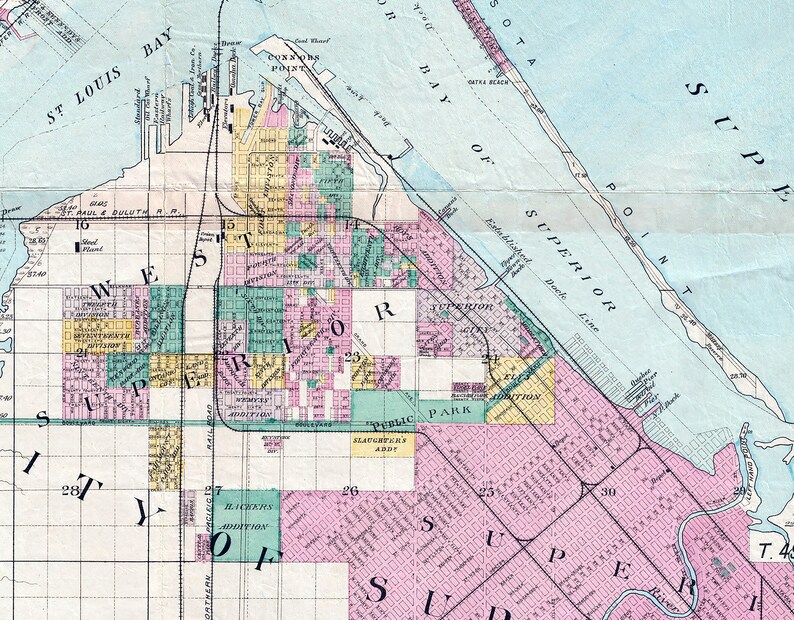 1891 Map of the City of Superior and the Head of Lake Superior - Etsy