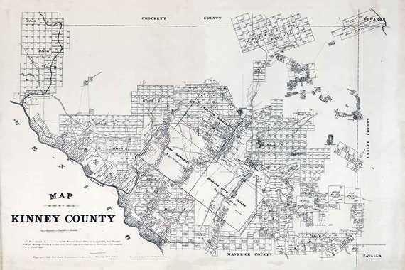1879 Farm Line Map of Kinney County Texas | Etsy
