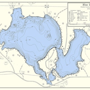 1972 Map of Blue Lake Oneida County Wisconsin - Etsy