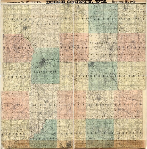 1900 Map of Dodge County Wisconsin | Etsy