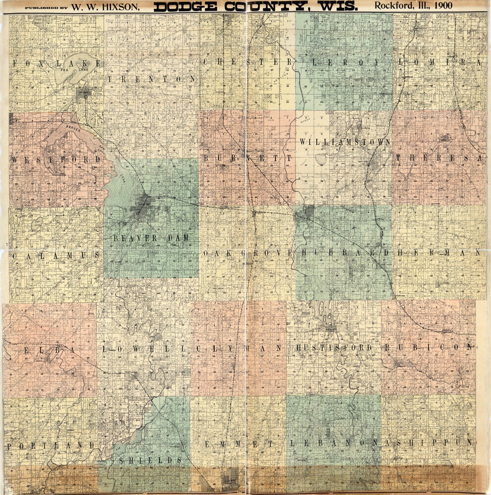 1900 Map of Dodge County Wisconsin - Etsy
