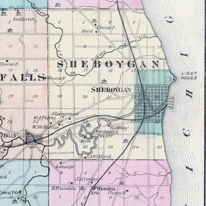 1878 Map of Sheboygan County Wisconsin - Etsy