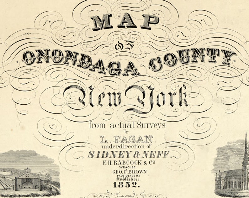 1852 Map of Onondaga County New York From Actual Surveys Syracuse - Etsy