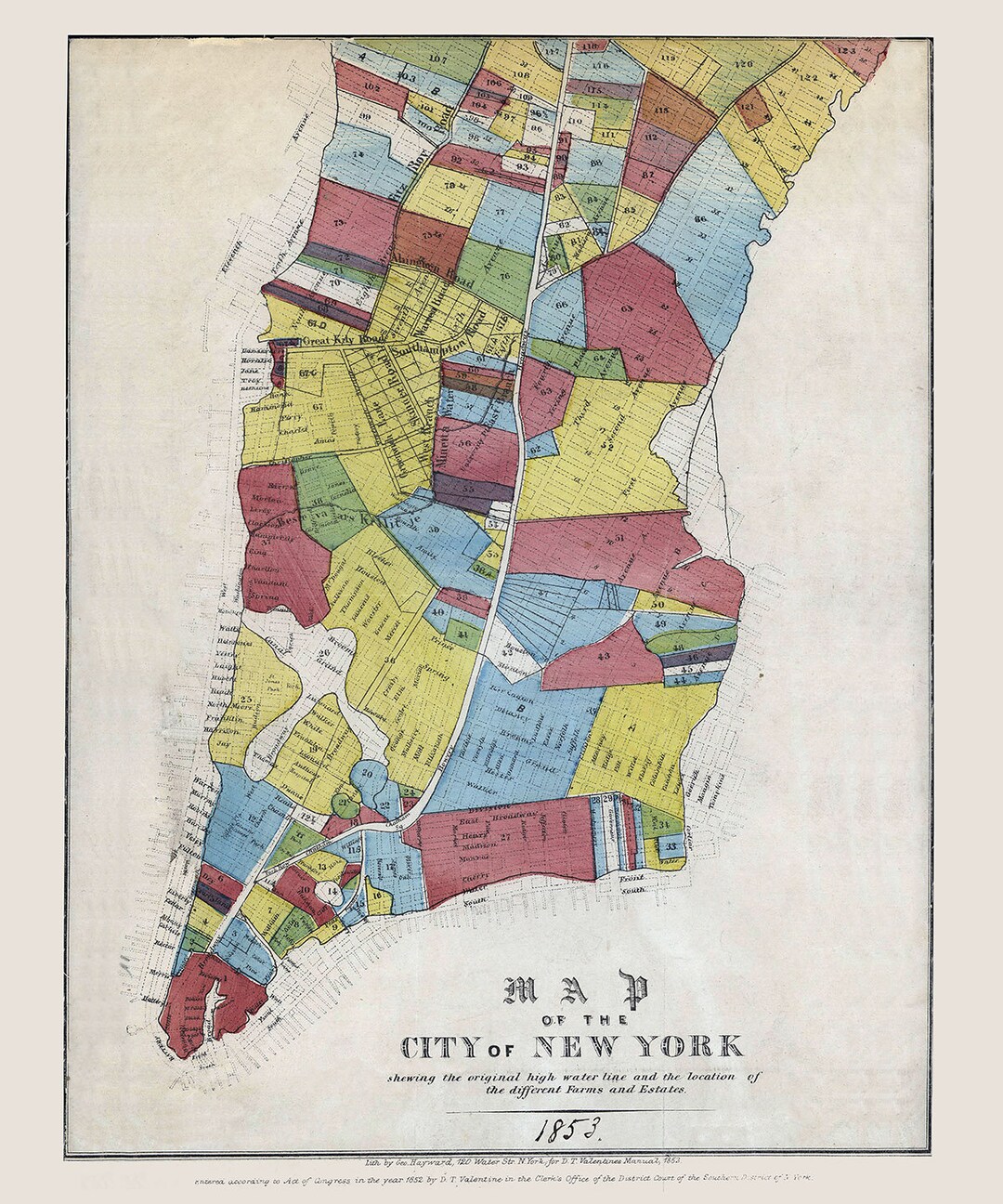 1853 Map of New York City - Etsy