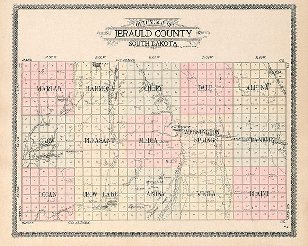 1909 Map of Jerauld County South Dakota - Etsy