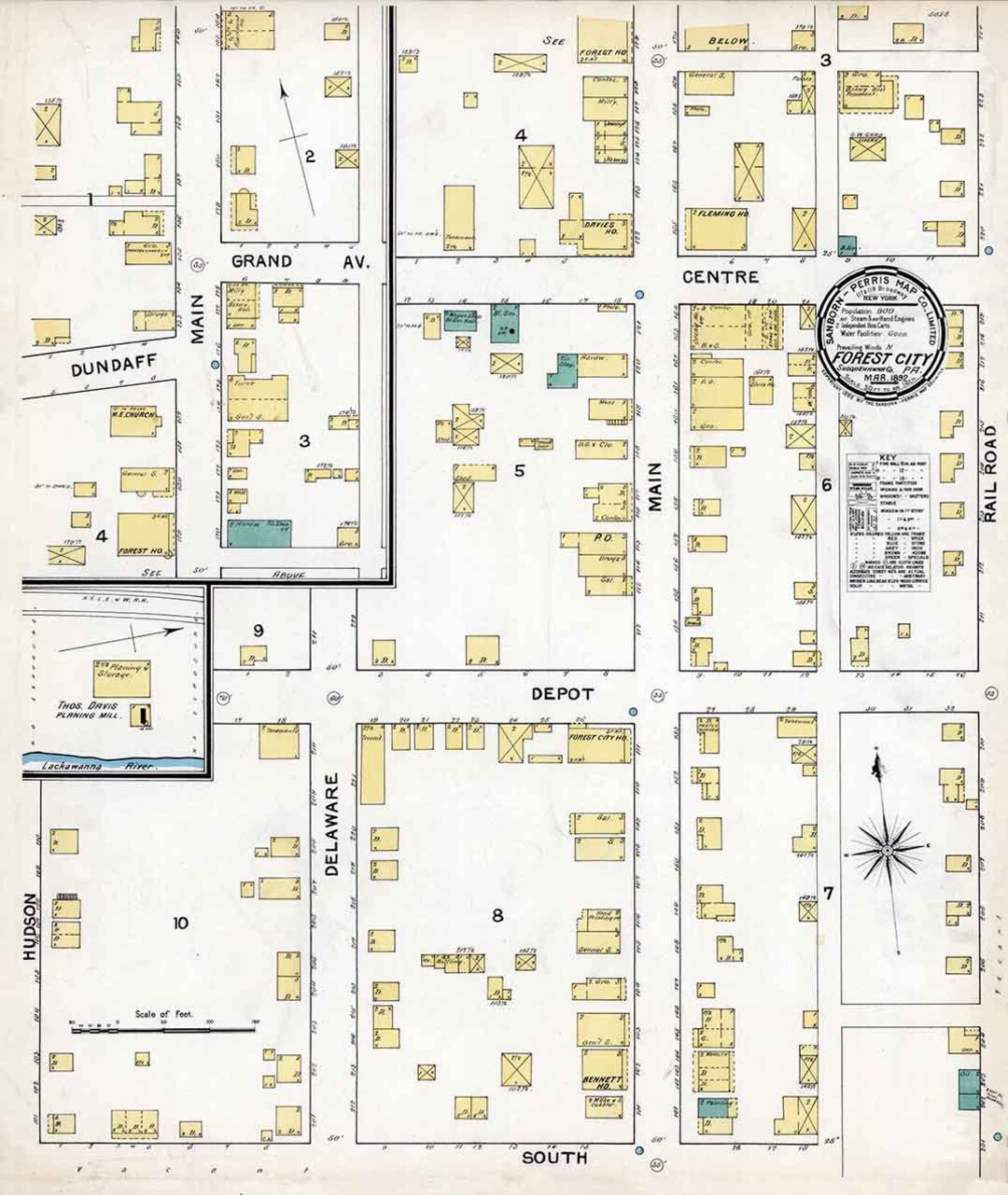 1892 Town Map of Forest City Susquehanna County Pennsylvania - Etsy