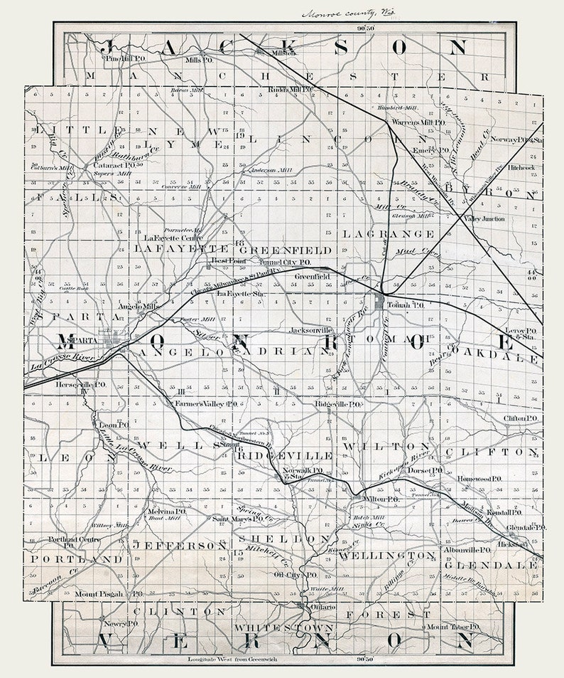 1880 Map of Monroe County Wisconsin - Etsy