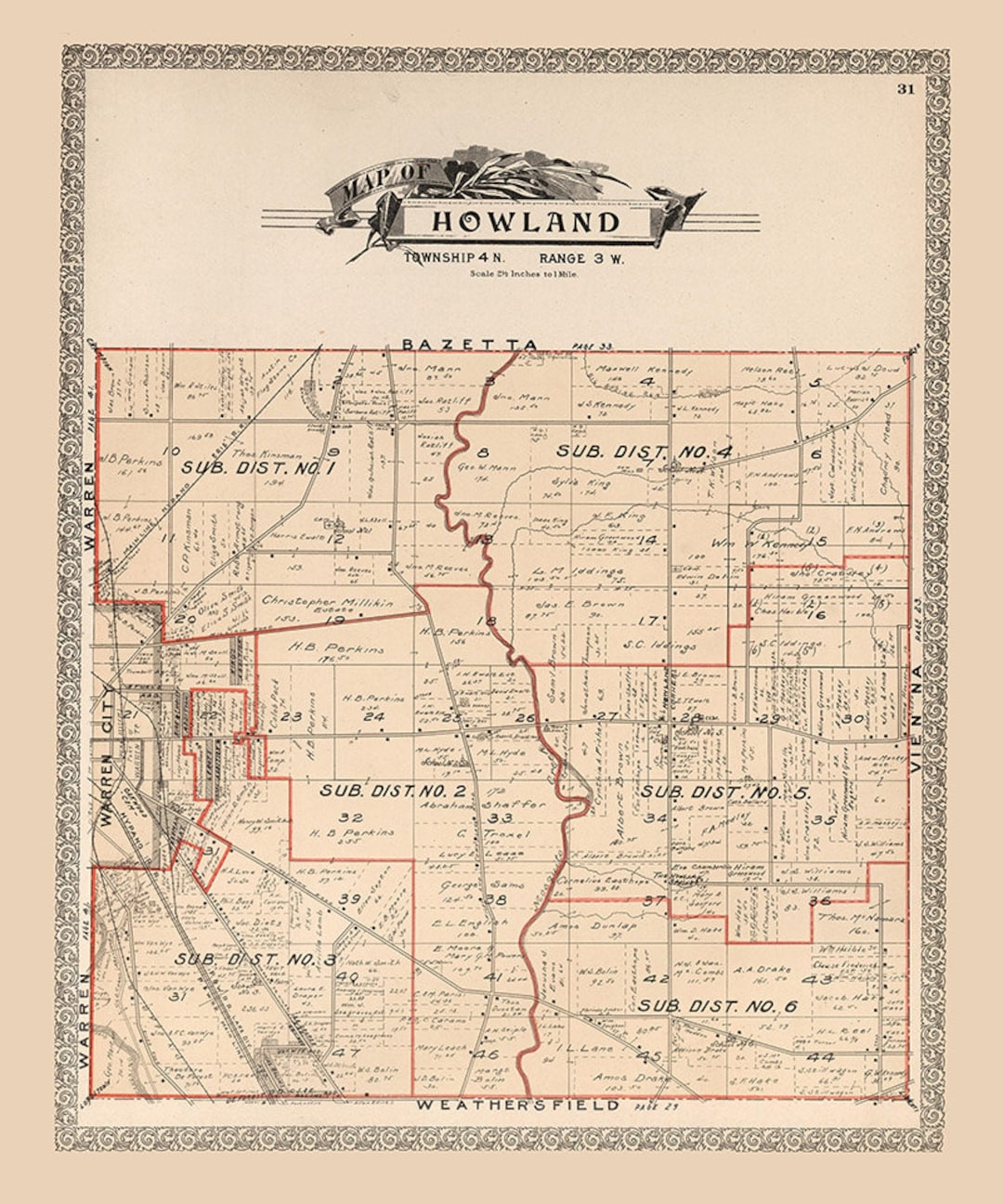 1899 Map of Howland Township Trumbull County Ohio - Etsy 1899 Map of Howland Township Trumbull County Ohio - Etsy
