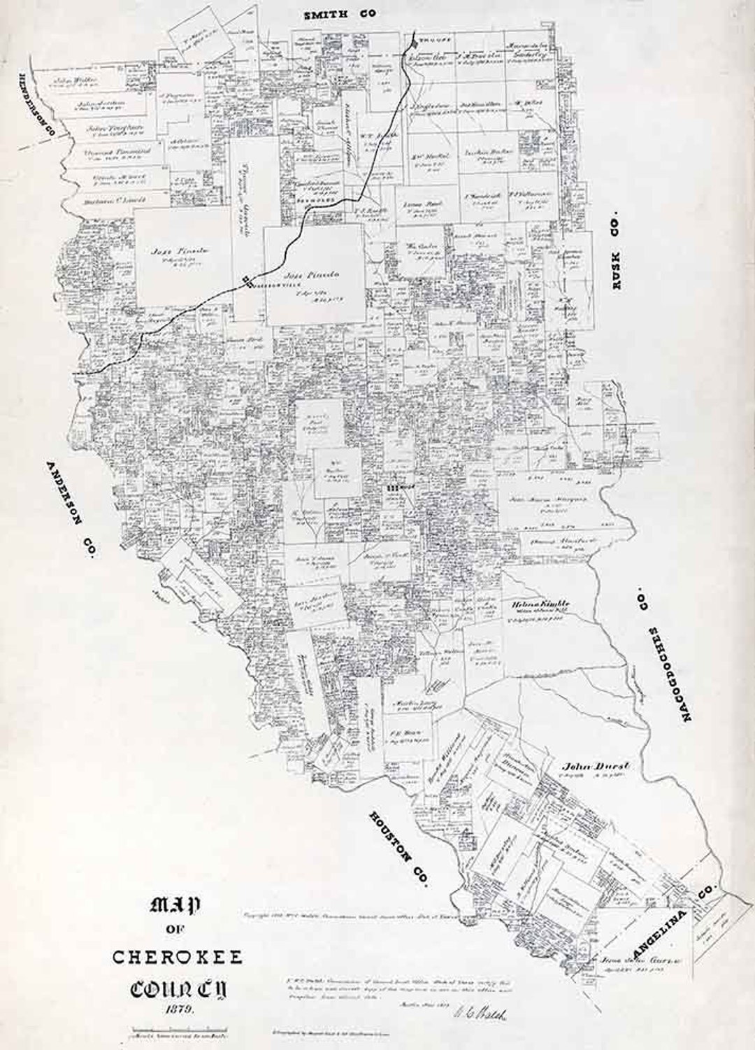 1879 Farm Line Map of Cherokee County Texas - Etsy