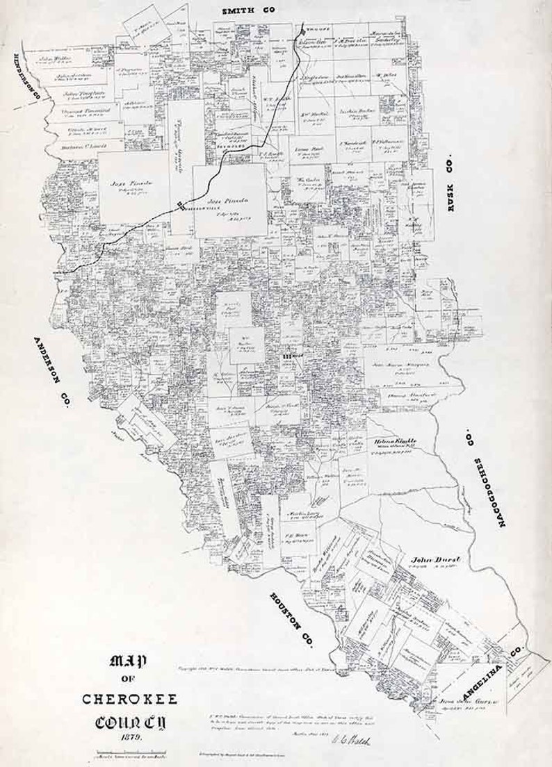 1879 Farm Line Map of Cherokee County Texas | Etsy
