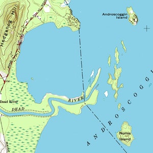1980 Map of Lake Androscoggin Maine - Etsy