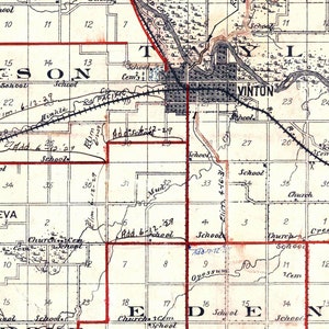1914 Map of Benton County Iowa - Etsy