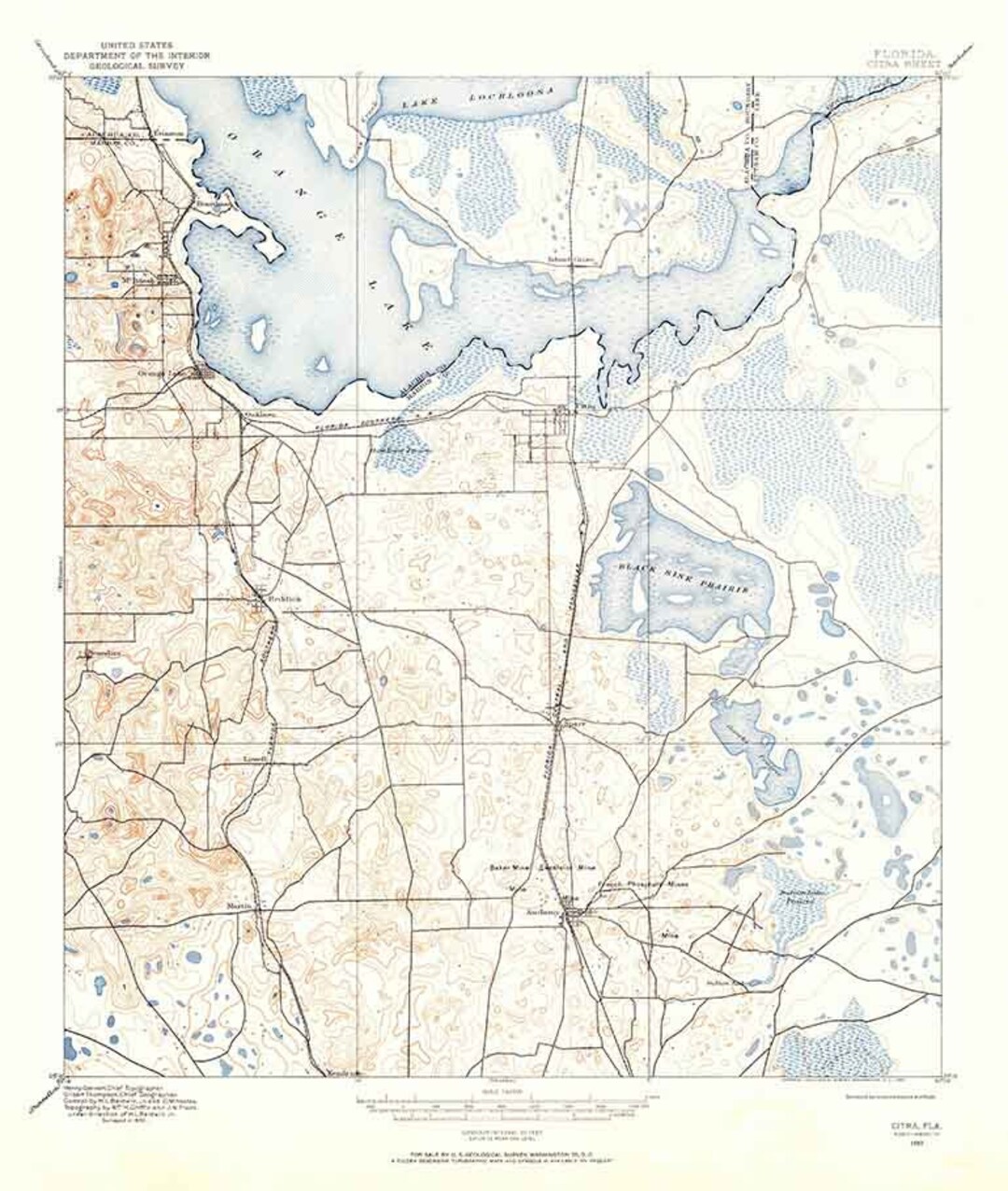 1893 Topo Map of Citra Florida - Etsy