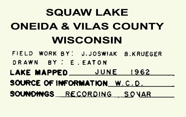 1962 Map of Squaw Lake Oneida and Vilas County Wisconsin - Etsy