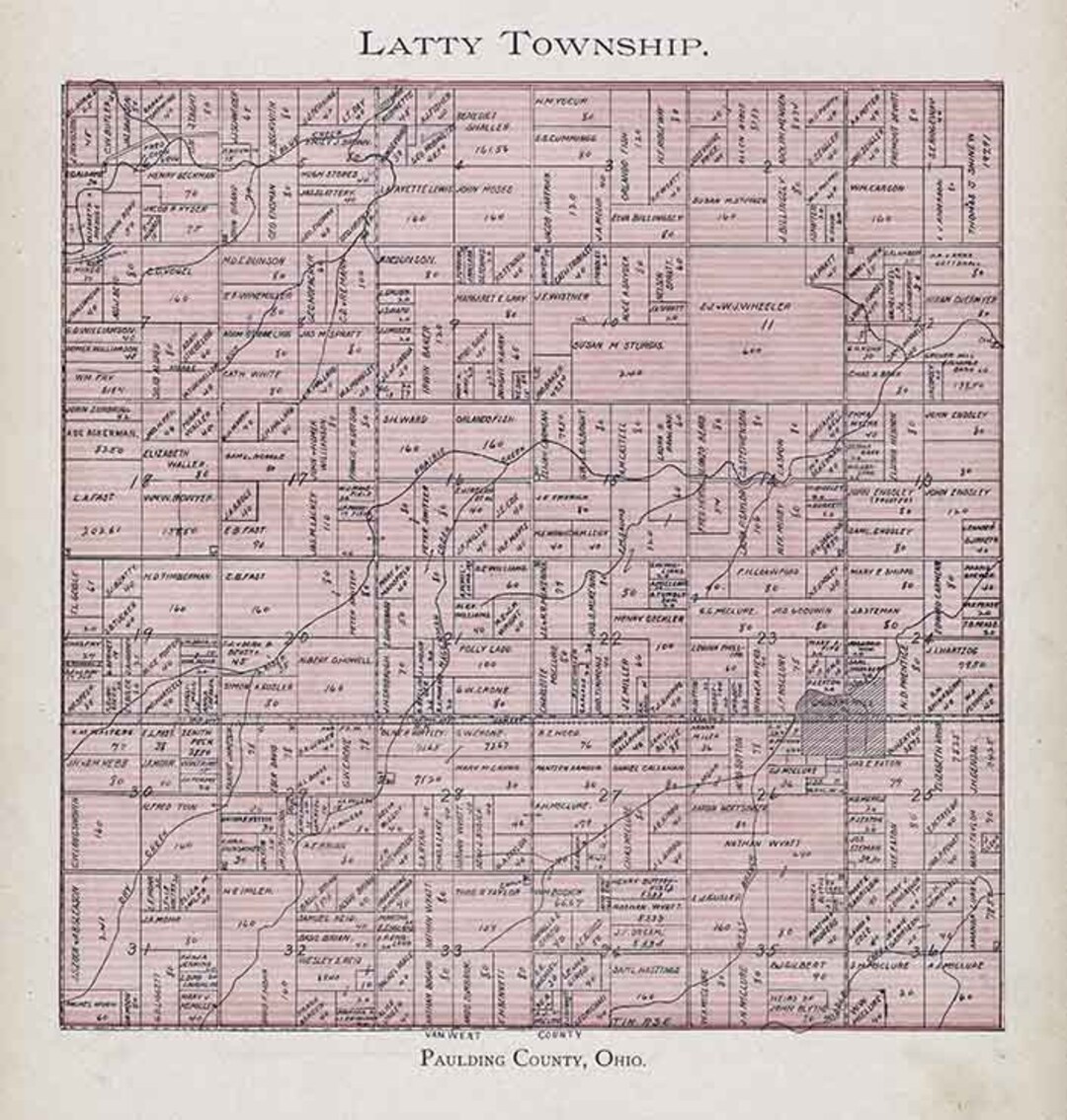 1905 Map of Latty Township Paulding County Ohio - Etsy