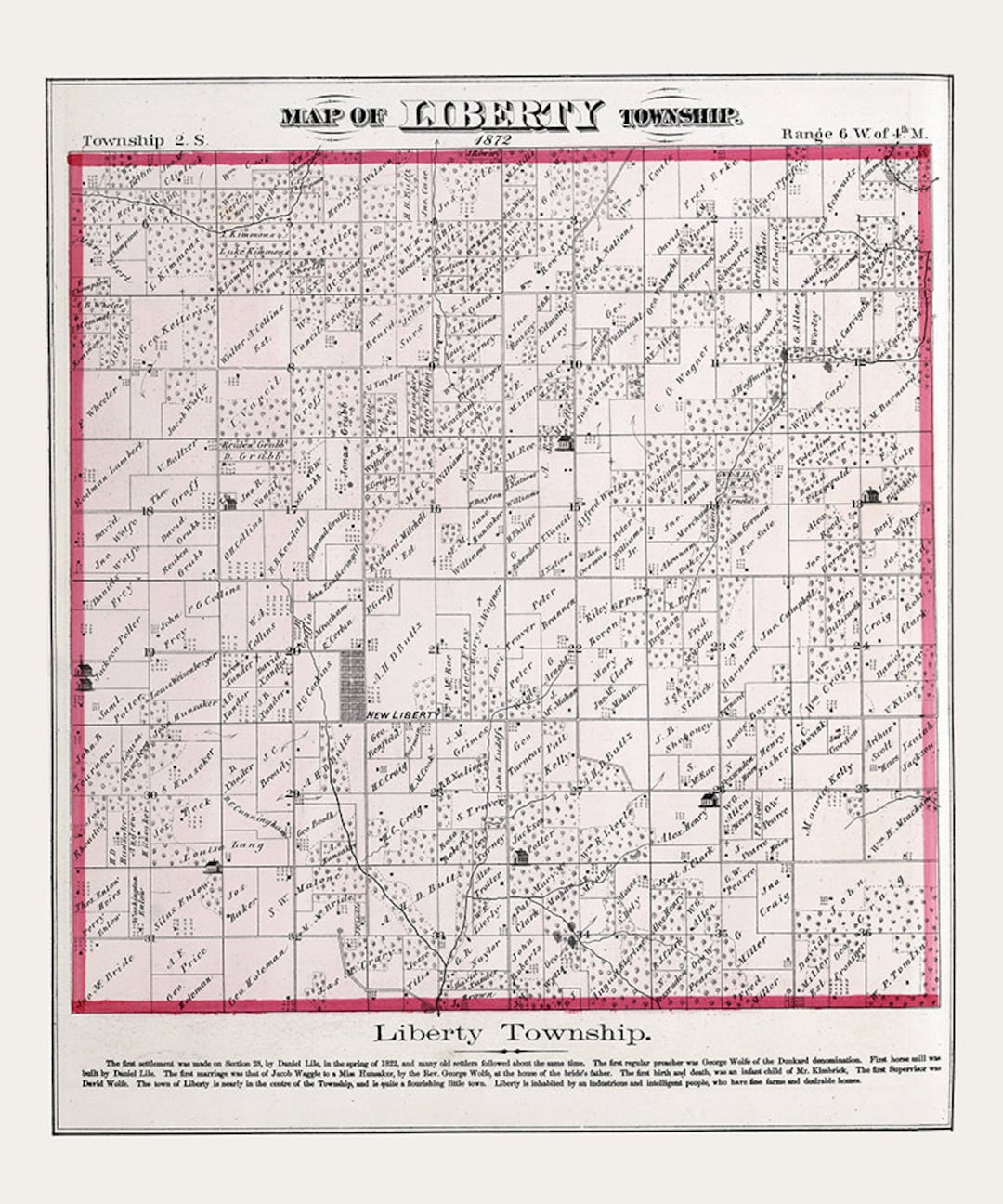 1872 Map of Liberty Township Adams County Illinois - Etsy
