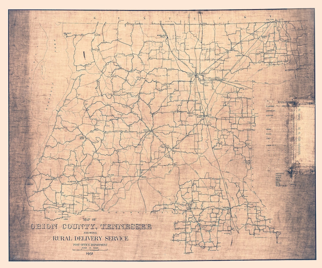 1931 Map of Obion County Tennessee - Etsy